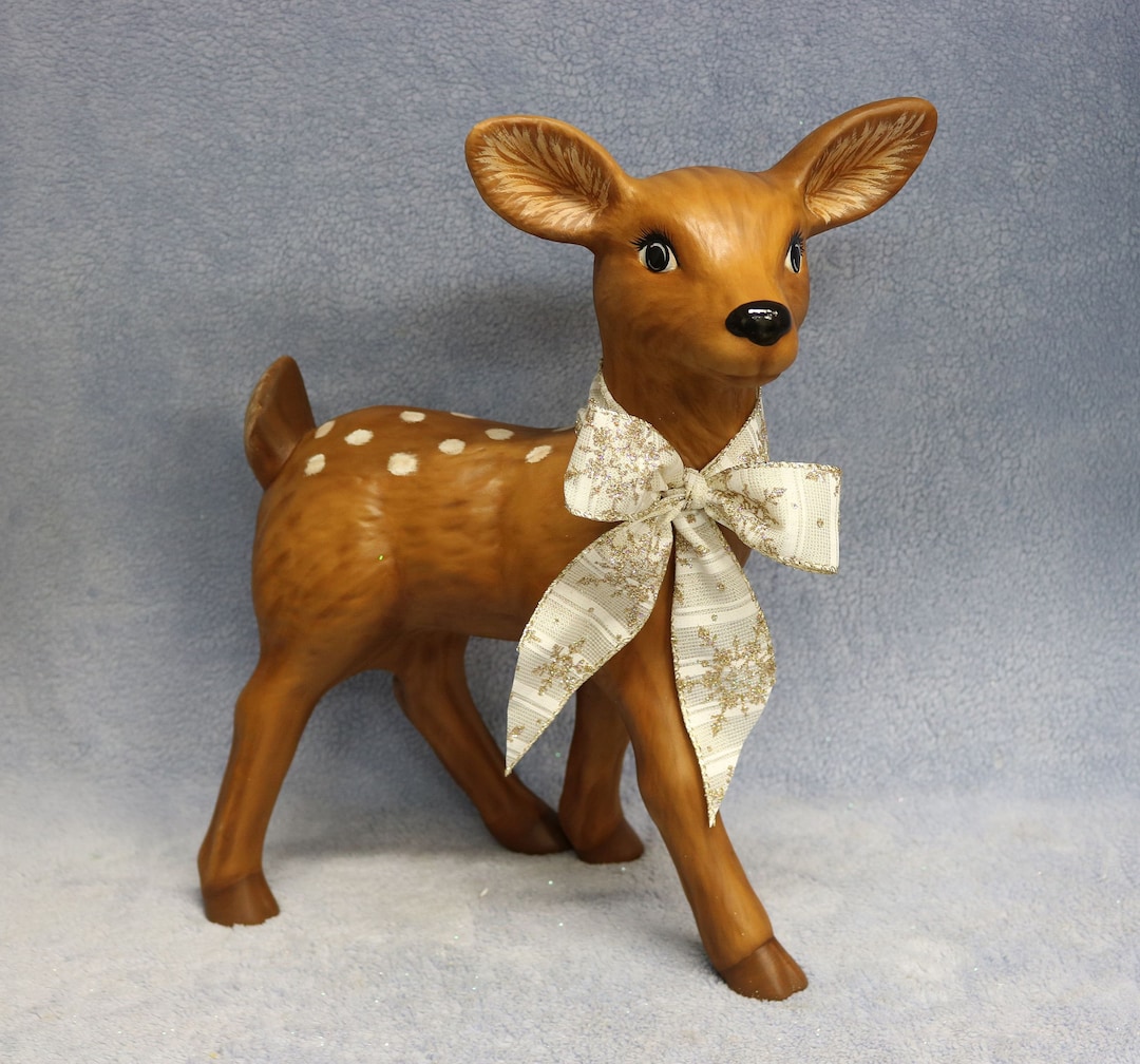 Fawn Ceramic, Hand Painted Ceramic Reindeer, Keepsake Fawn Reindeer ...