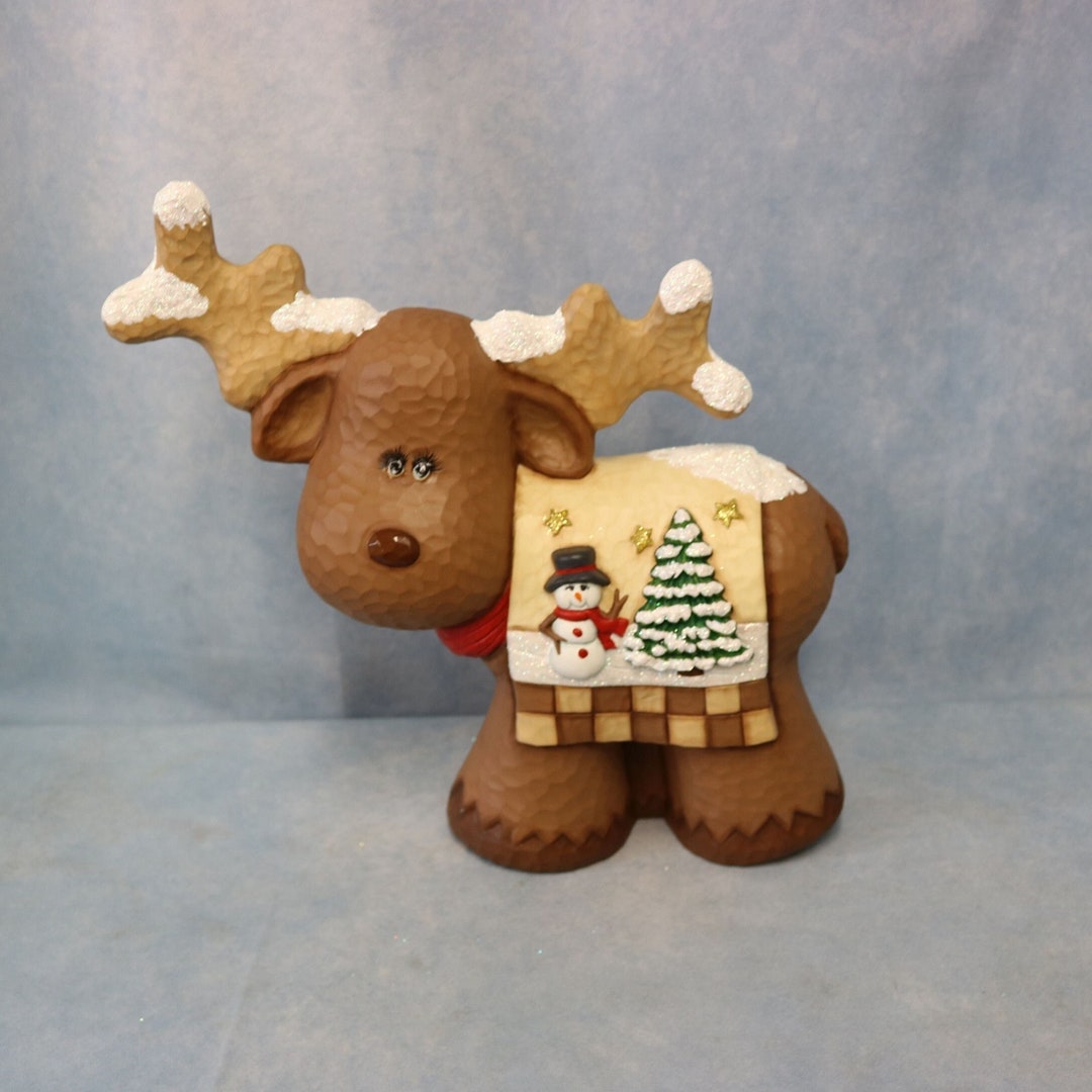 Ceramic Moose Deer, Whittled Reindeer Ceramic, Christmas Moose ...