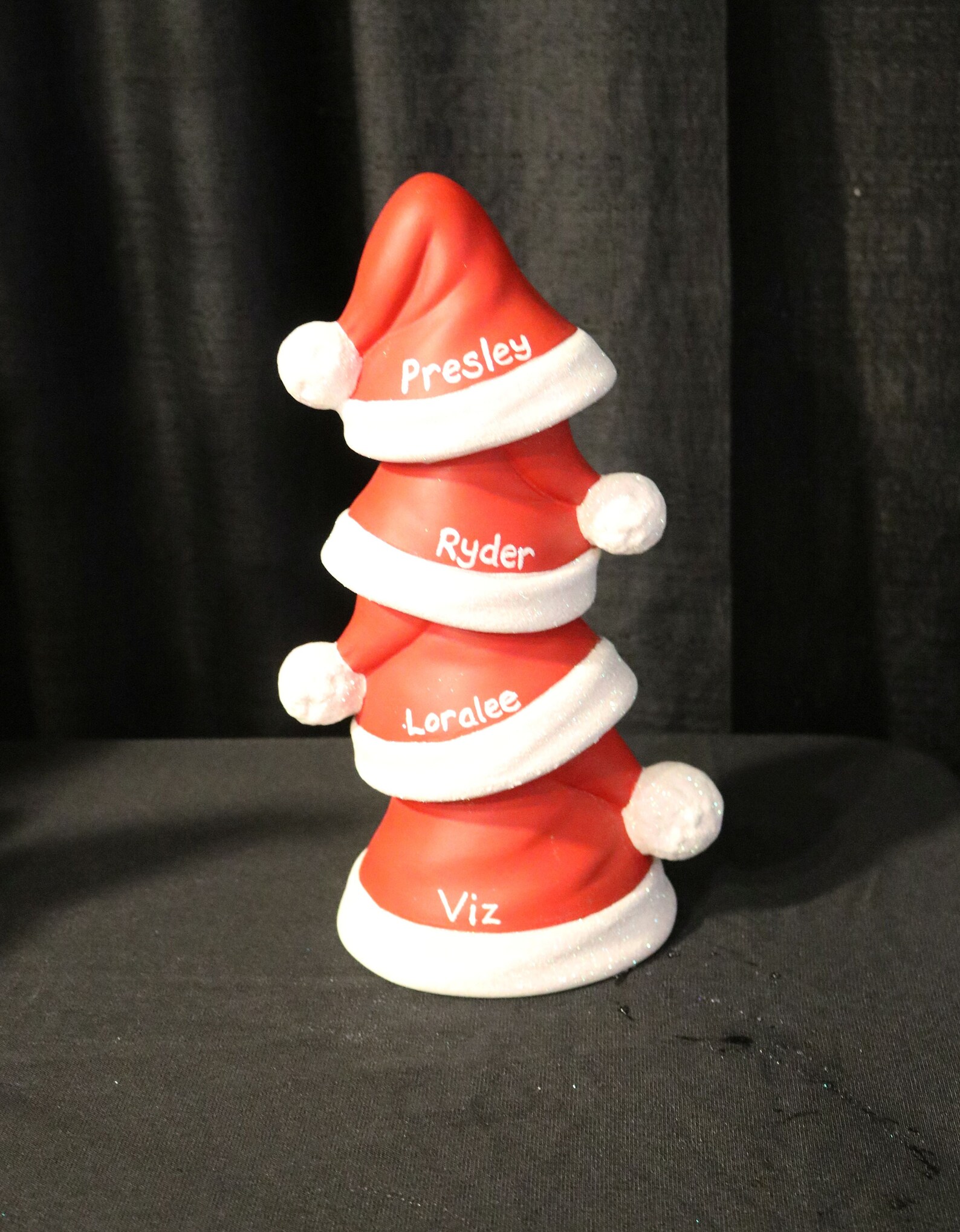 Santa Hat Stack Ceramic Hand Painted Santa Hats Personalized - Etsy