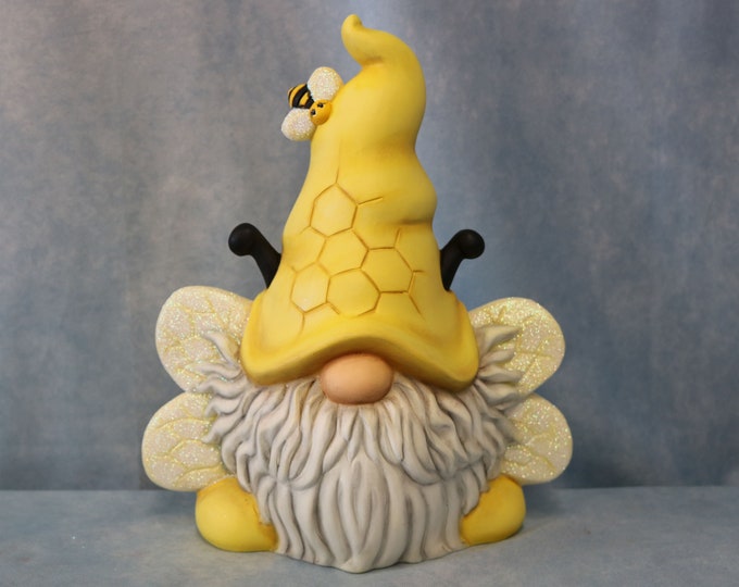 Ceramic Bumble Bee Gnome, Buzzbee Gnome, Hand Painted Bee Ceramic ...