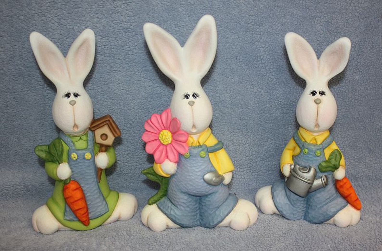 Ceramic Bunny Set Gardening Rabbit Set Bunny Spring Decor | Etsy