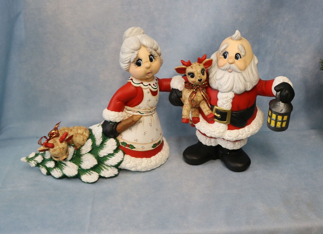 Ceramic Santa Claus & Mrs. Claus Hand Painted Santa and Mrs. - Etsy