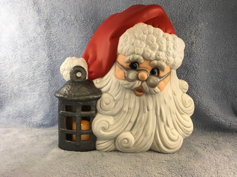 Ceramic Santa Claus With Lantern Handpainted Santa With a - Etsy