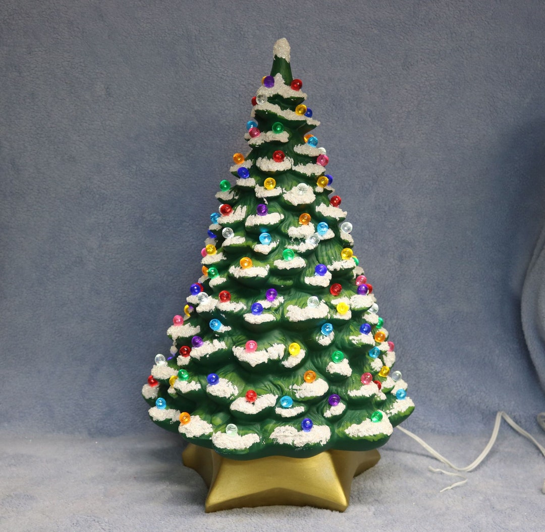 Lighted Christmas Tree, Ceramic Lighted Tree, Tree With Multi Colored ...