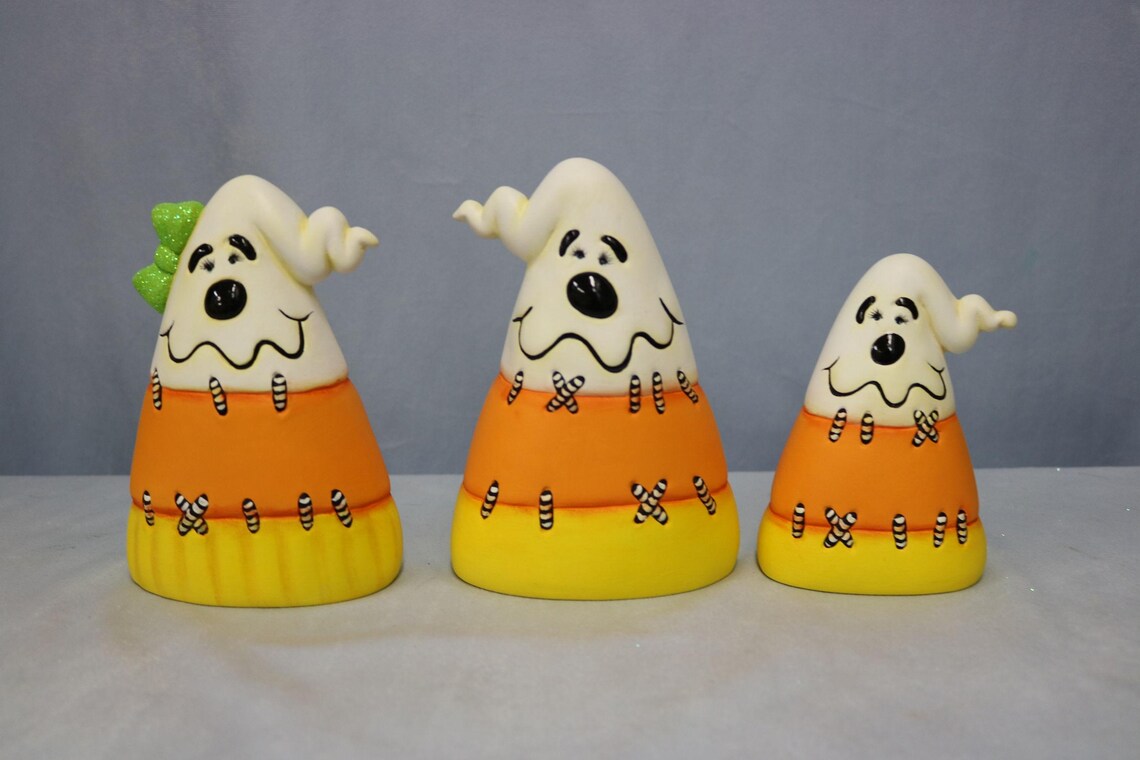 Hand-painted Ceramic Candy Corn With Faces: Halloween Decor - Etsy