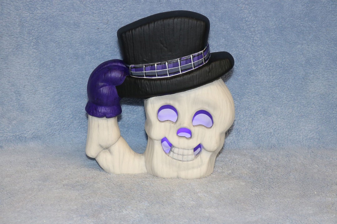Lighted Skeleton Head, Ceramic Skeleton Head, Skeleton Halloween ...