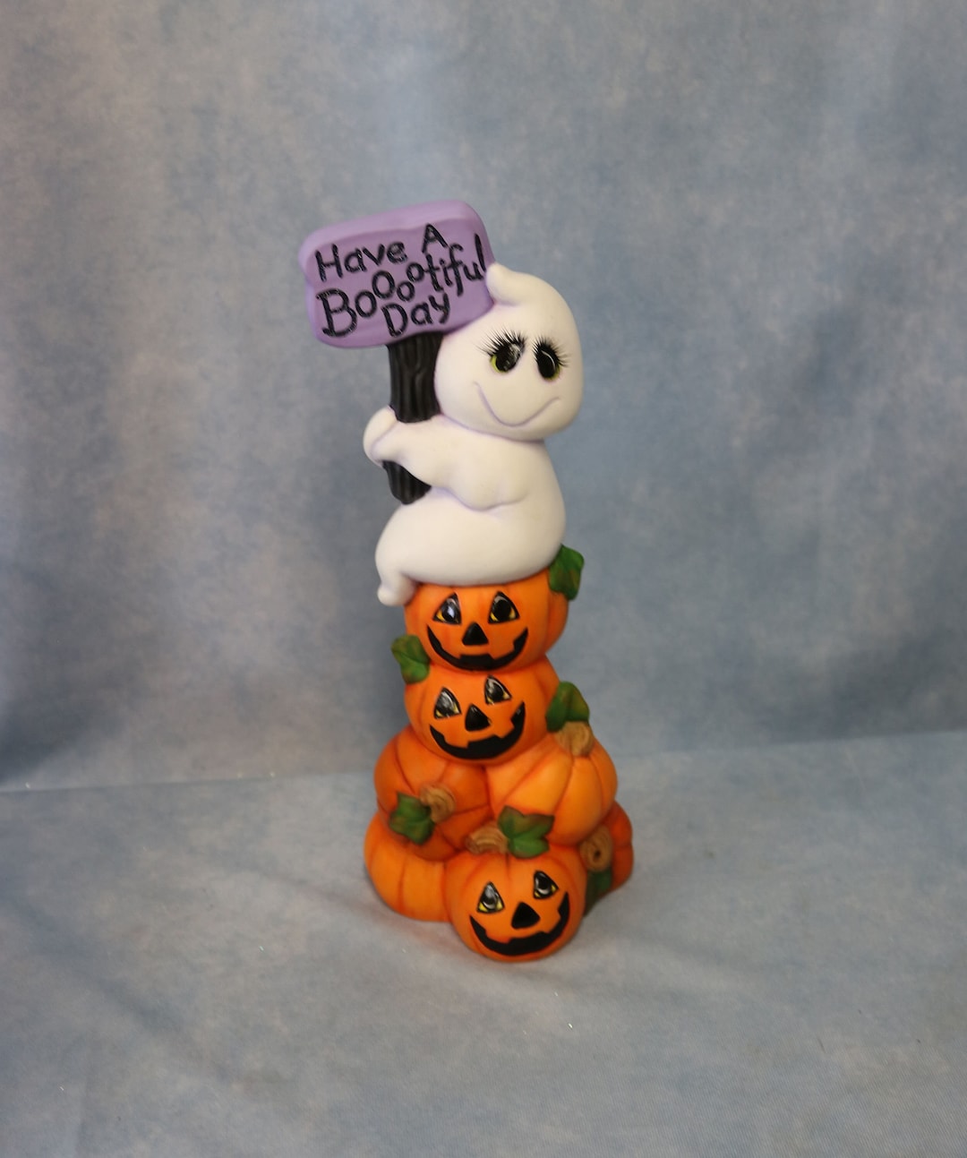 Halloween Ghost Ceramic, Pumpkin Stack Ghost Decoration, Ghost Holding ...