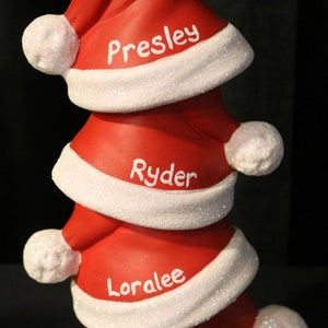 Santa Hat Stack Ceramic, Hand Painted Santa Hats, Personalized Santa ...