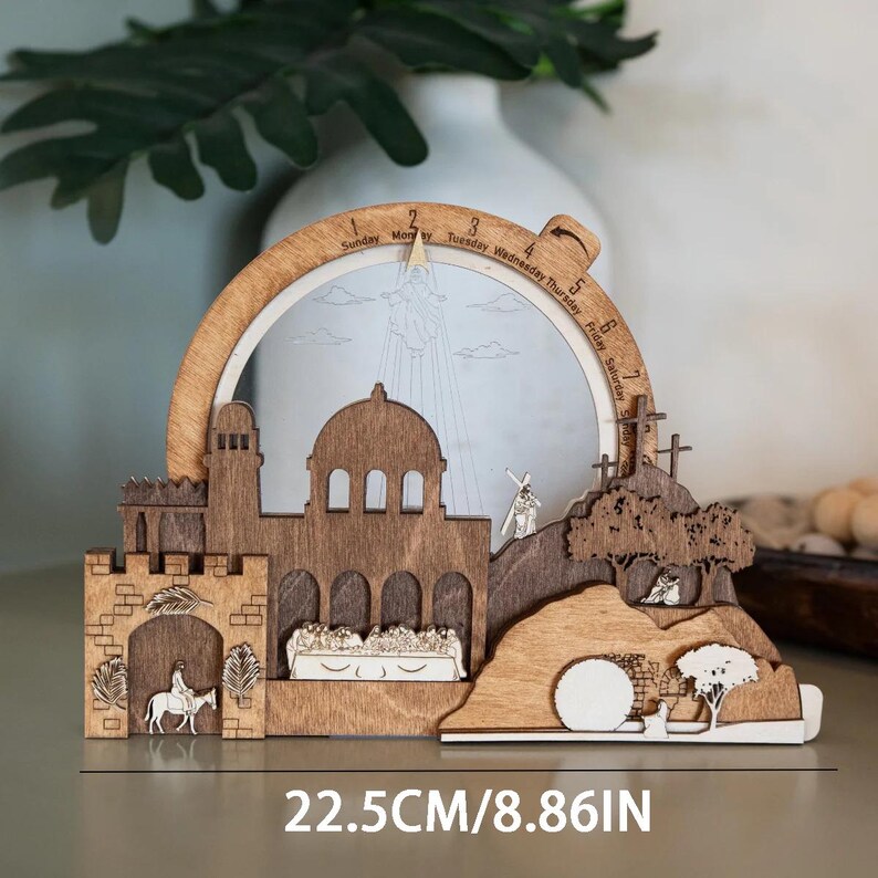 Easter Countdown Calendar | Religious Easter Wooden Nativity Scene ...