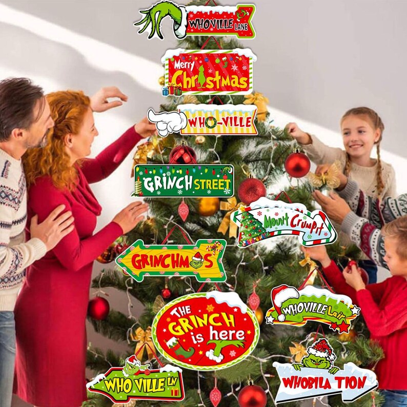 Grinch Christmas Party Signs, Lane Decorations, Grinch Street Wall ...