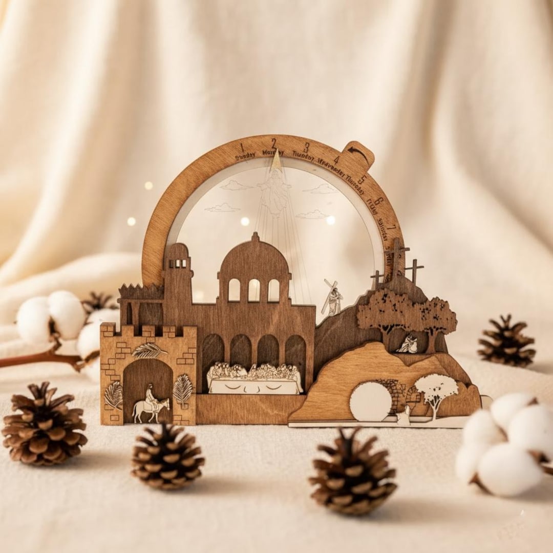 Easter Countdown Calendar | Religious Easter Wooden Nativity Scene ...