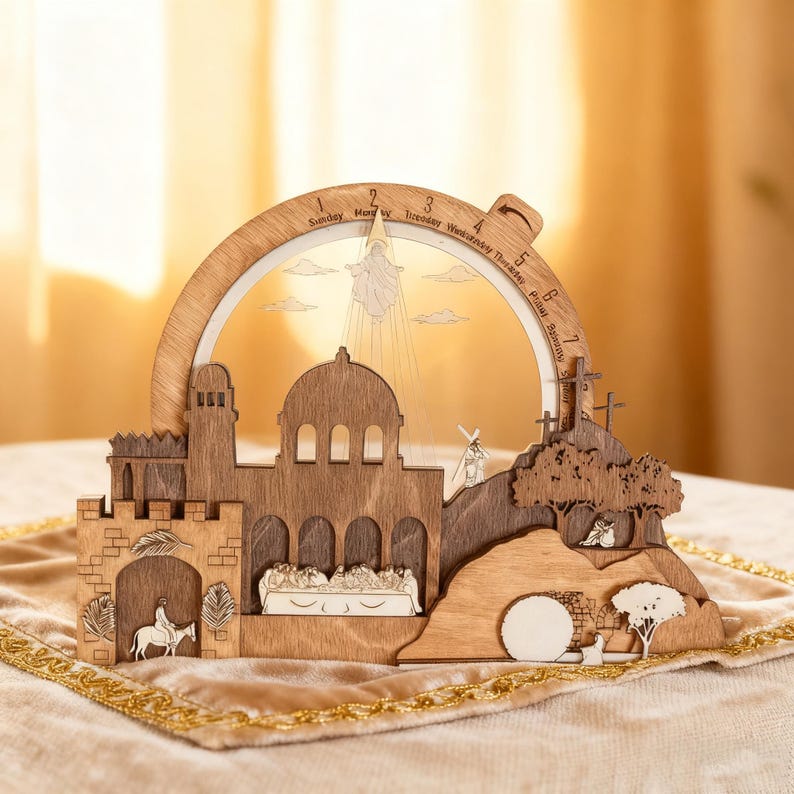 Easter Countdown Calendar | Religious Easter Wooden Nativity Scene ...