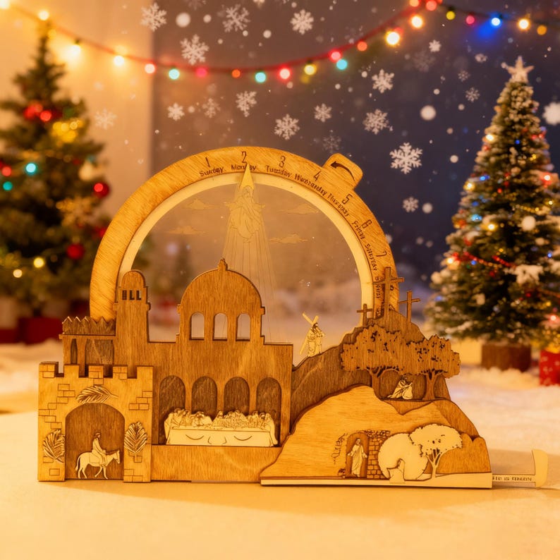 Easter Countdown Calendar | Religious Easter Wooden Nativity Scene ...