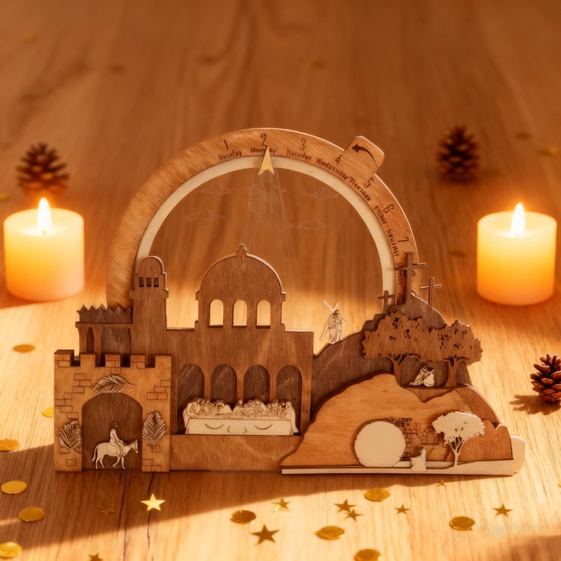 Easter Countdown Calendar | Religious Easter Wooden Nativity Scene ...