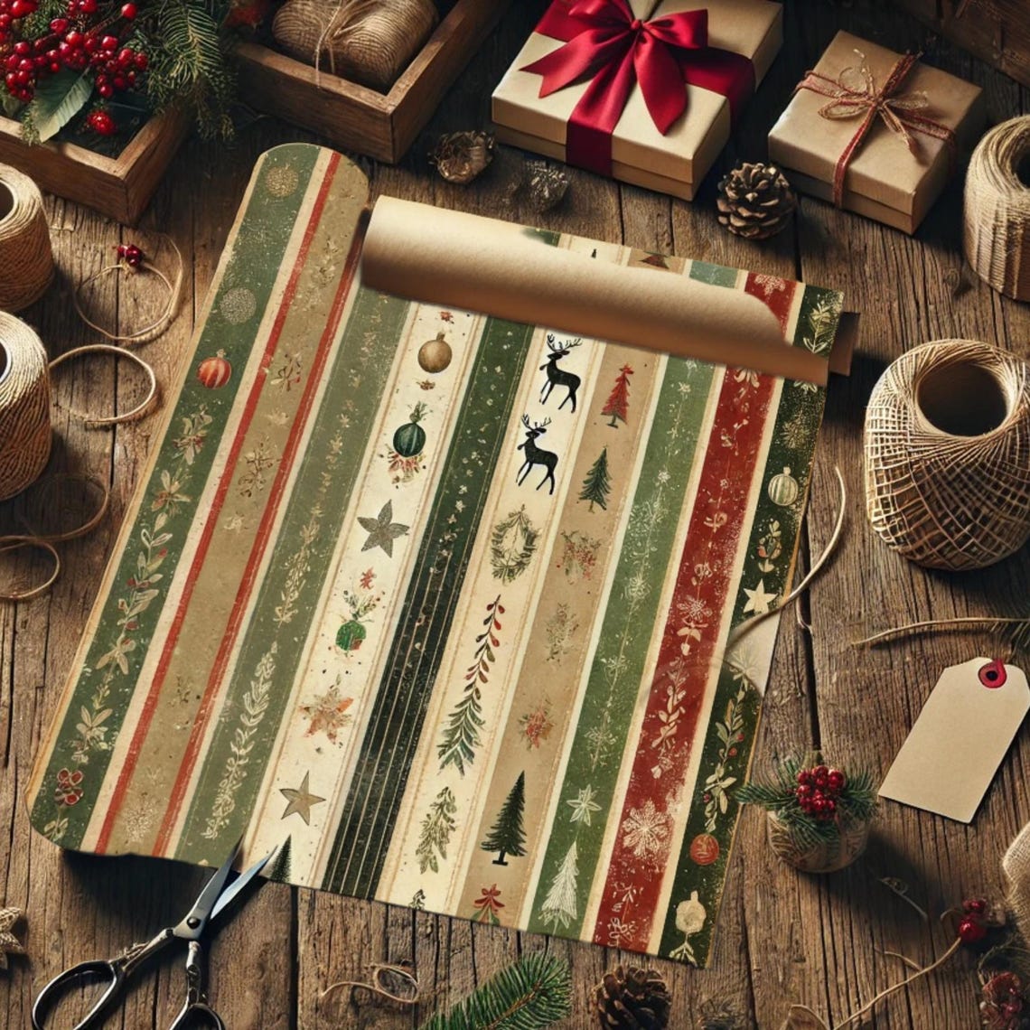 Vintage Farmhouse Christmas Paper – Rustic Scrapbook Pages (digital ...