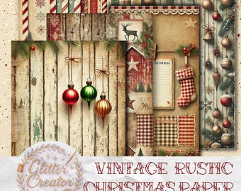 Vintage Farmhouse Christmas Paper – Rustic Scrapbook Pages (digital ...