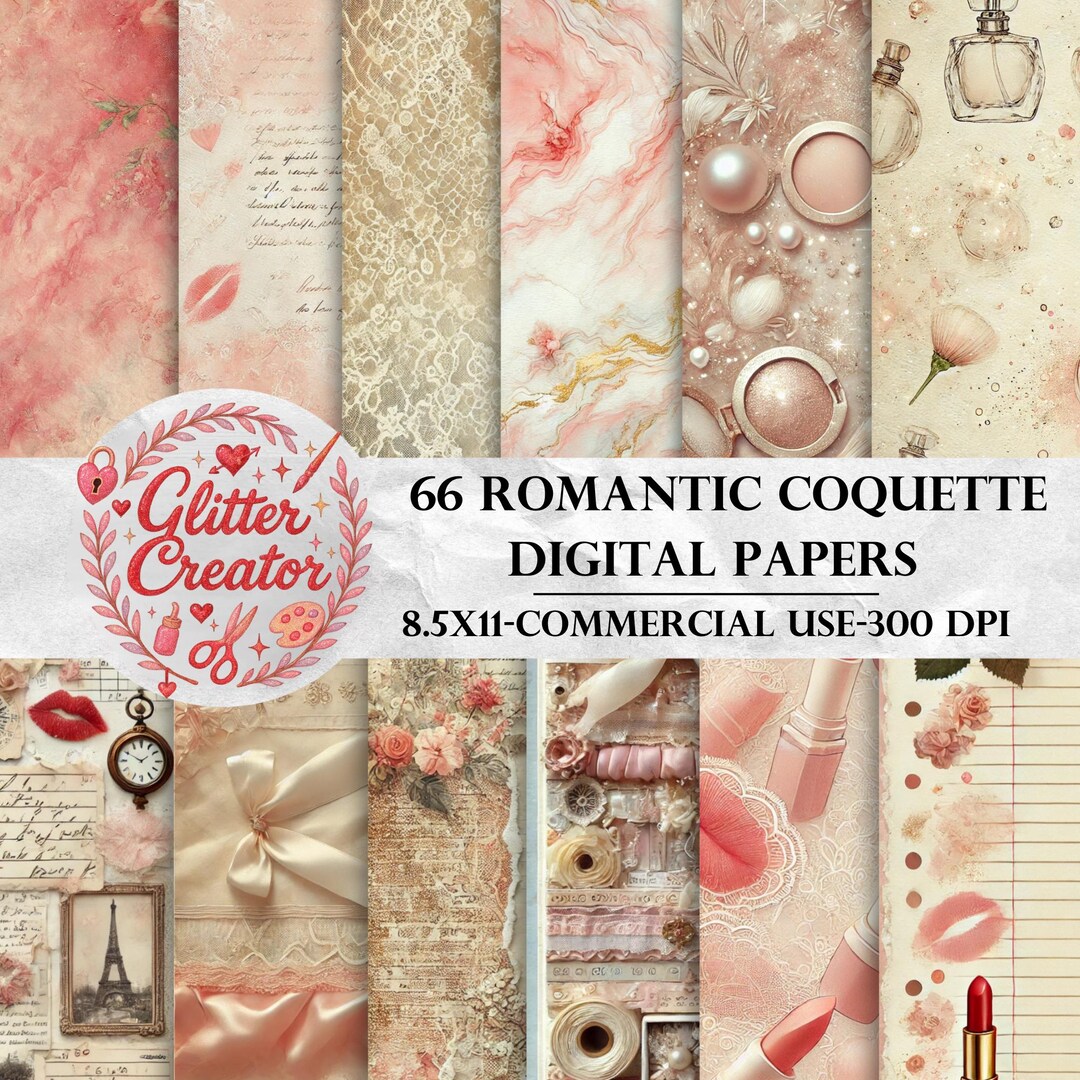 66 Romantic Coquette Printable Papers —digital Download | Junk Journal ...