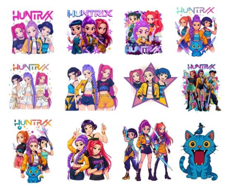 Huntrix Kpop Demon Hunters PNG, Kpop Idol Group Shirt Design, Girl ...