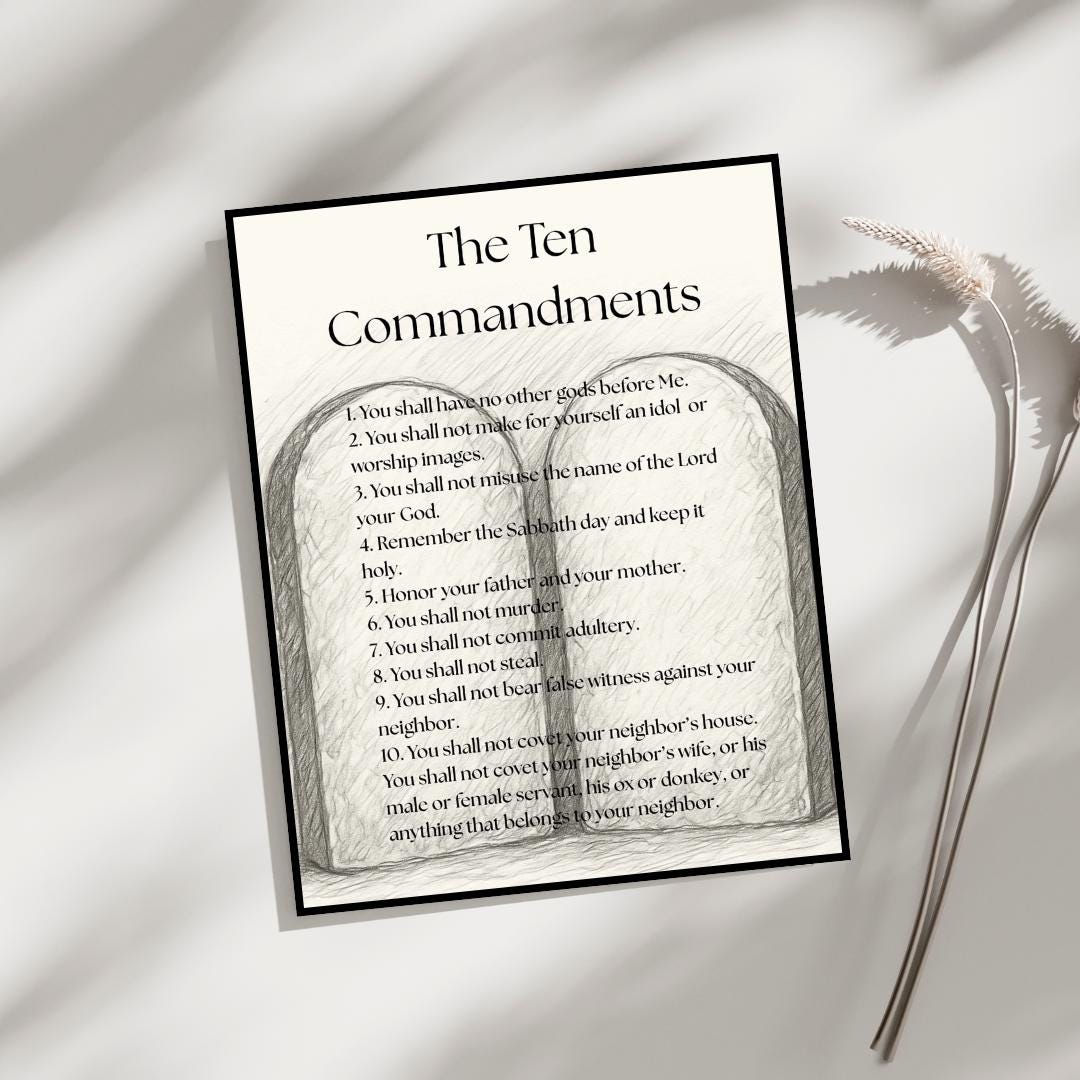 The Ten Commandments Wall Art | Christian Printable | Bible Verse ...