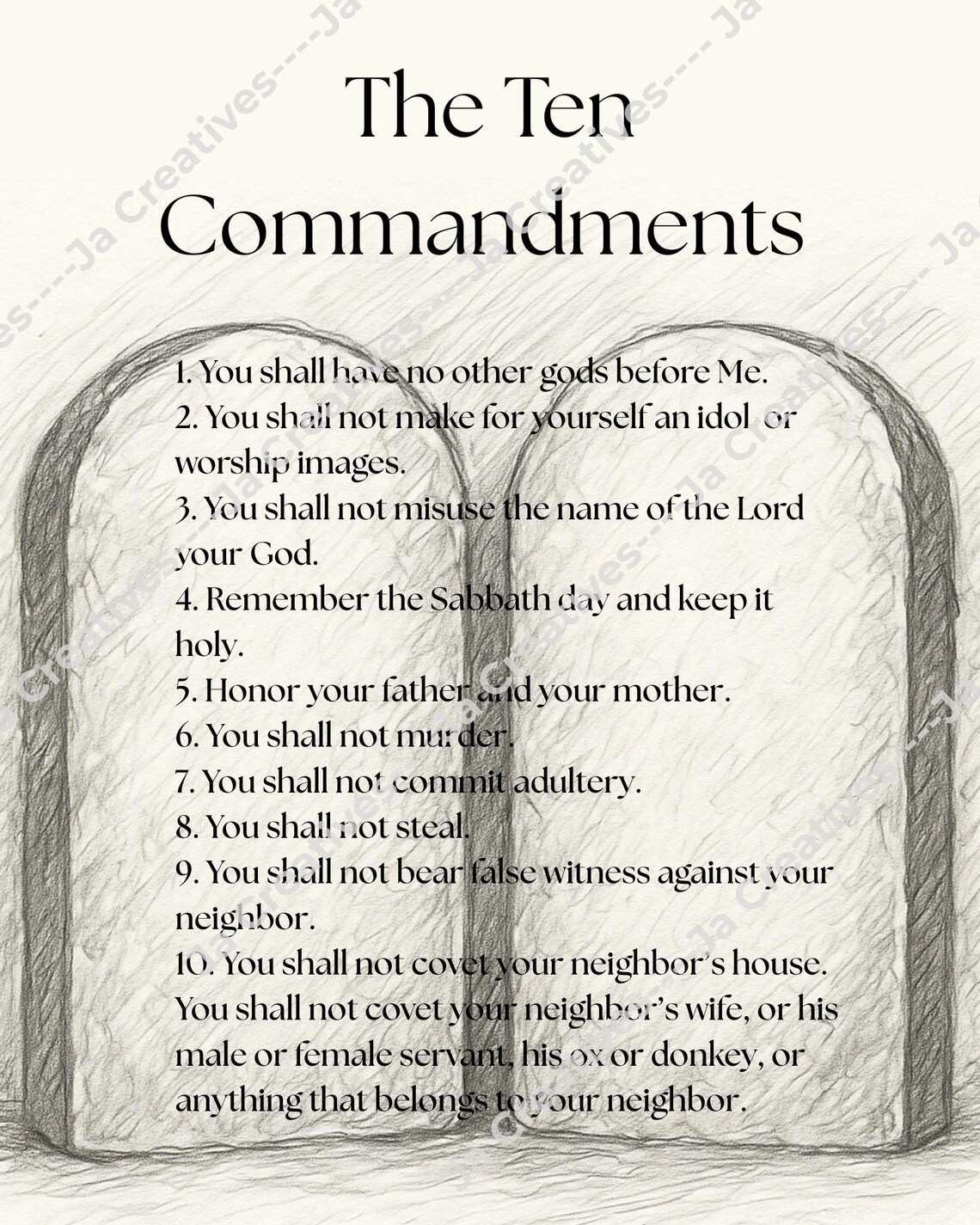 The Ten Commandments Wall Art | Christian Printable | Bible Verse ...