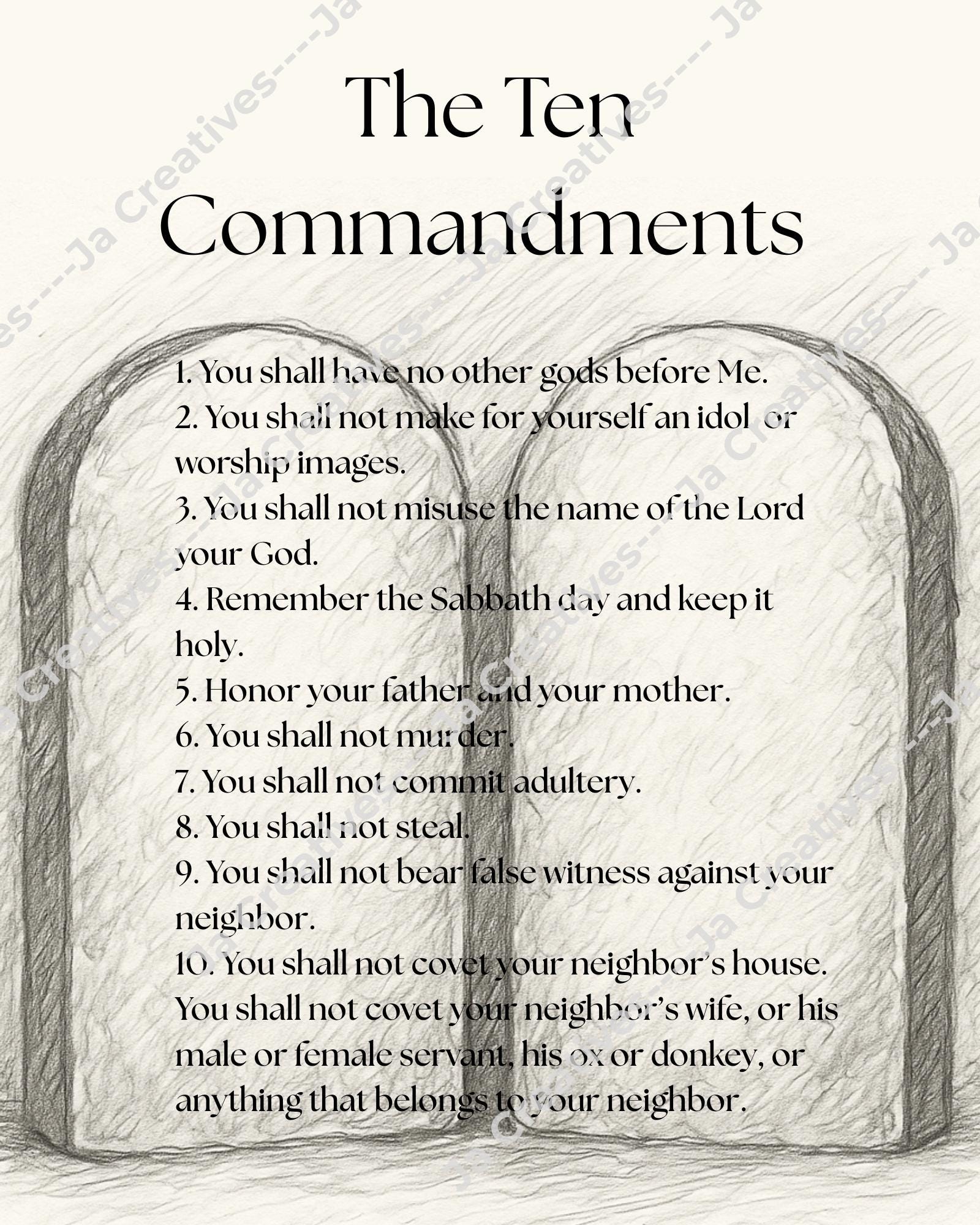 The Ten Commandments Wall Art | Christian Printable | Bible Verse ...
