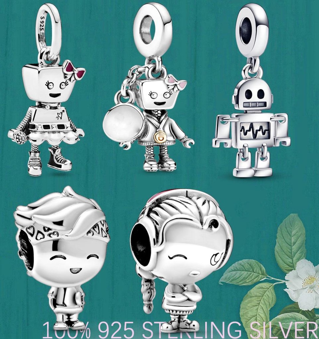 S925 Sterling Silver People & Robot Pandora Jewelry Charms Collection ...