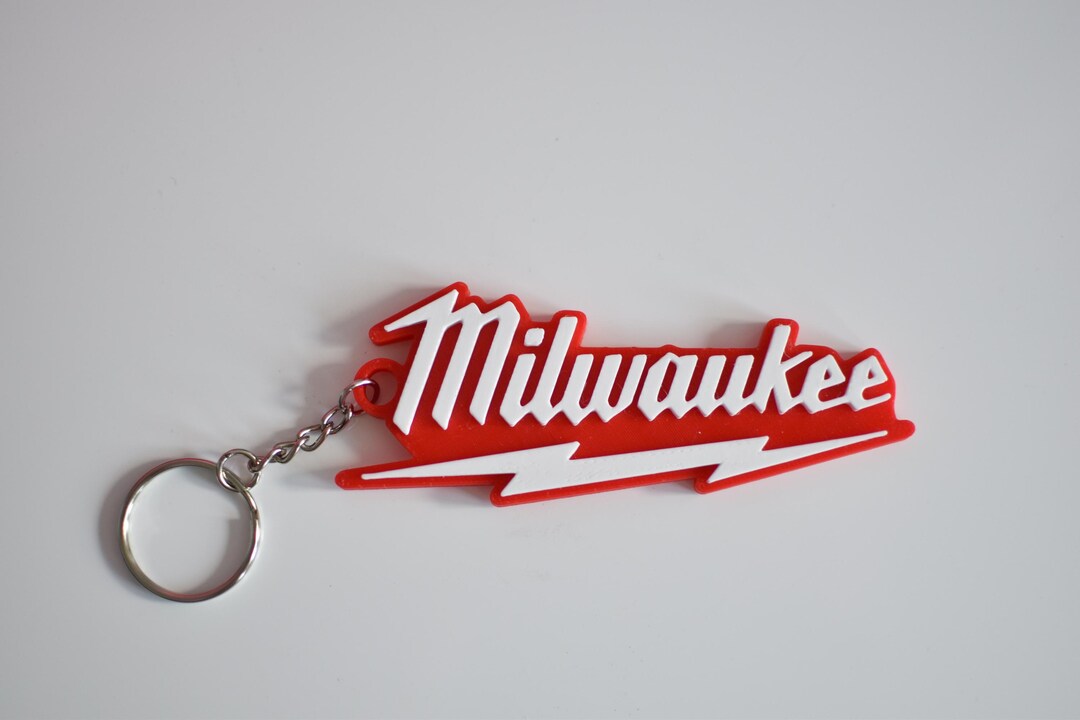 Milwaukee Keychain | Red & White Logo With Lightning Bolt - Etsy