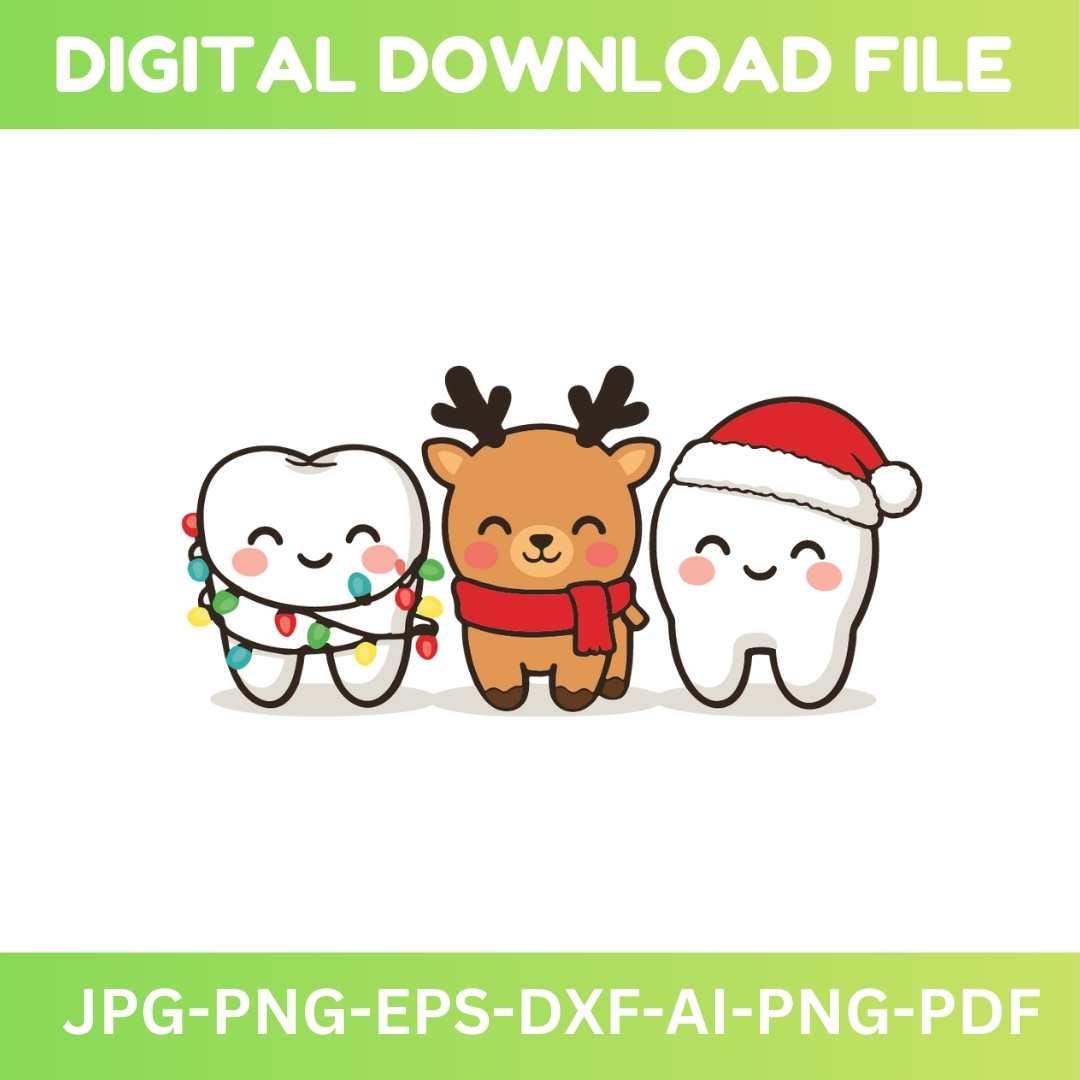 Christmas Dentist SVG Png,reindeer Tooth Hygienist Design,cute Dental ...
