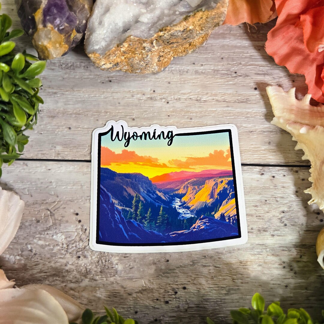 Wyoming State Vinyl Decal Sticker: WY American Flag Souvenir - Etsy