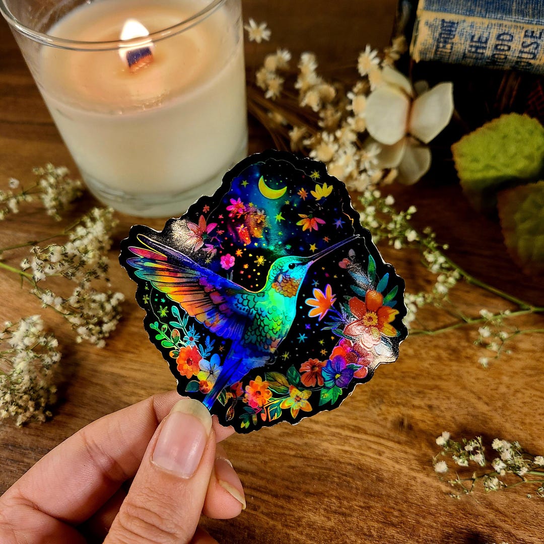 Holographic Hummingbird Vinyl Decal: Witchy Folklore Art Sticker - Etsy