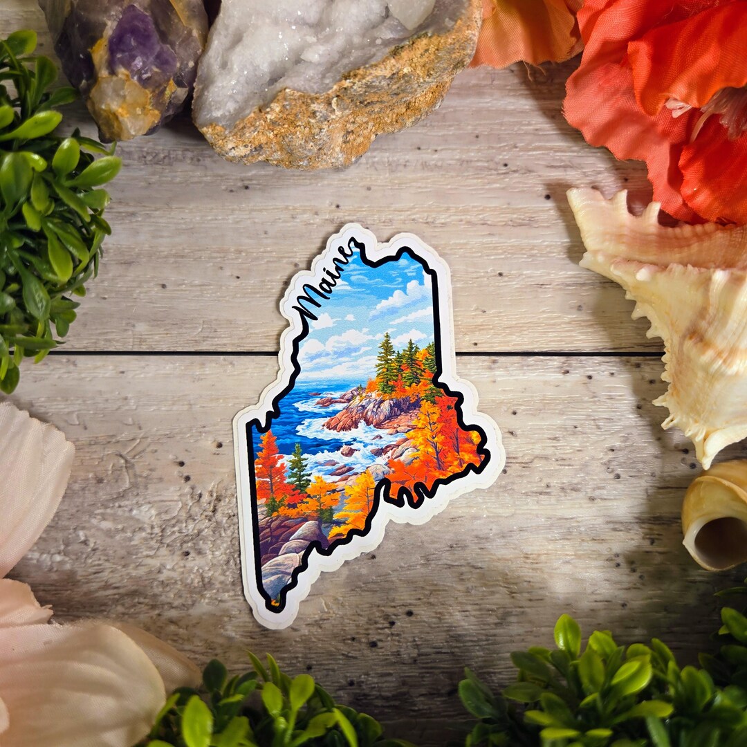 Maine State Vinyl Decal Sticker: American Flag Travel Souvenir - Etsy