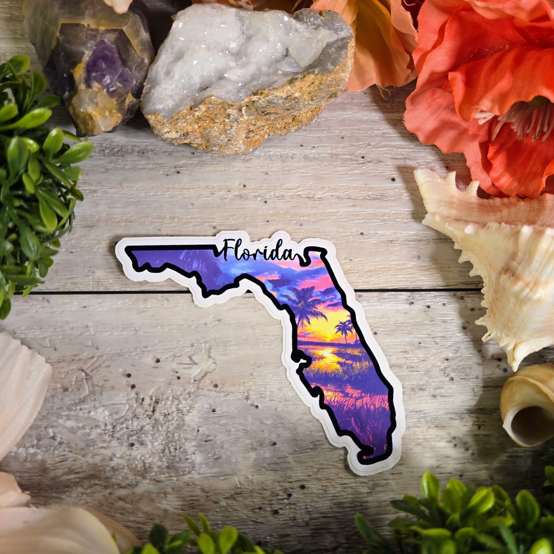 Florida State Vinyl Decal Sticker: FL American Flag Souvenir - Etsy