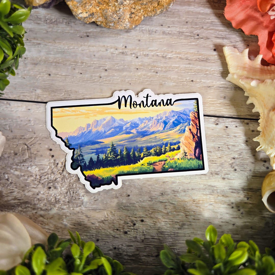 Montana State Vinyl Decal Sticker: MT Americcan Flag Souvenir - Etsy