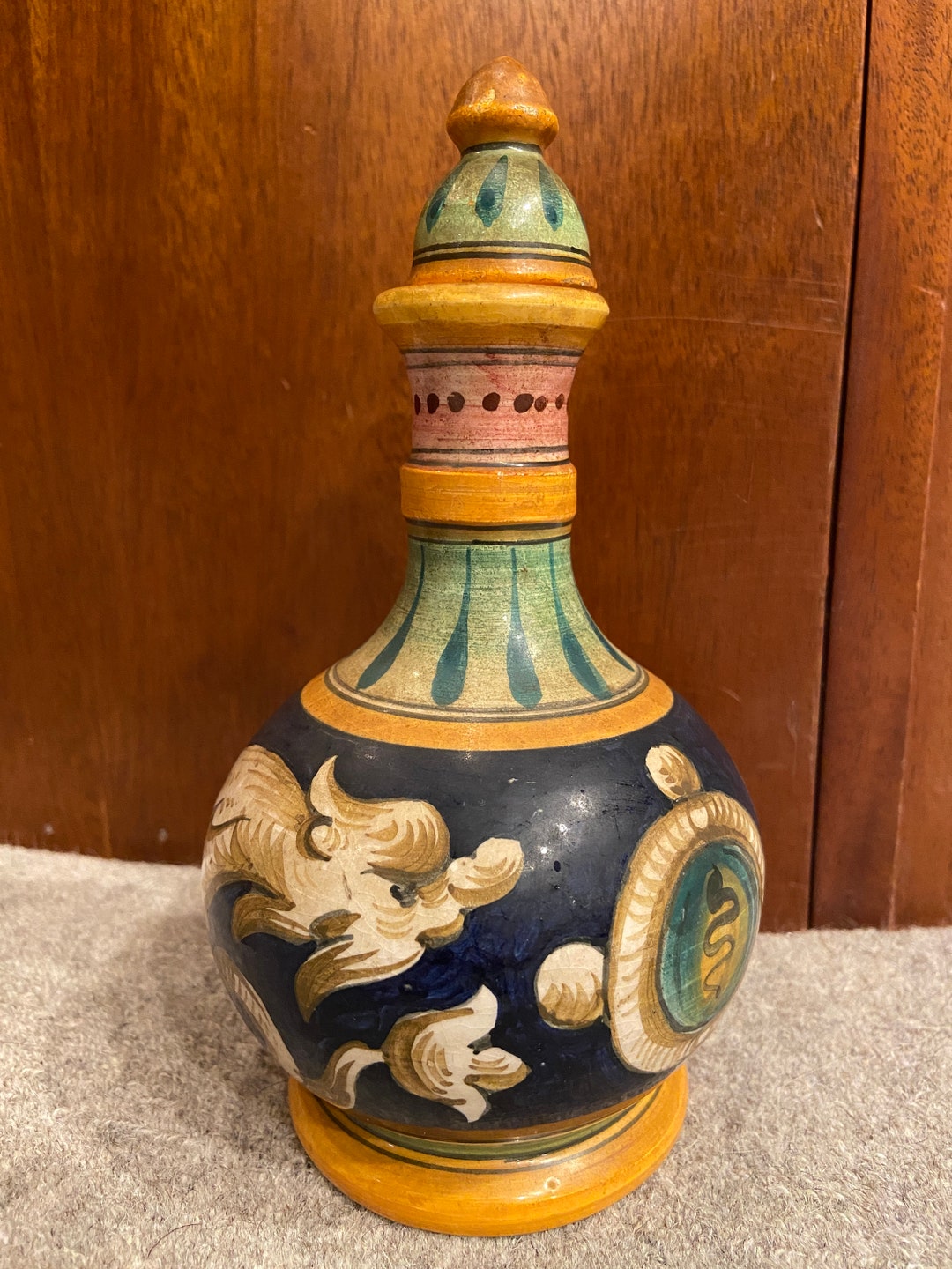 Vintage Deruta Italy Saca Castelli Pottery Vessel With Top - Etsy