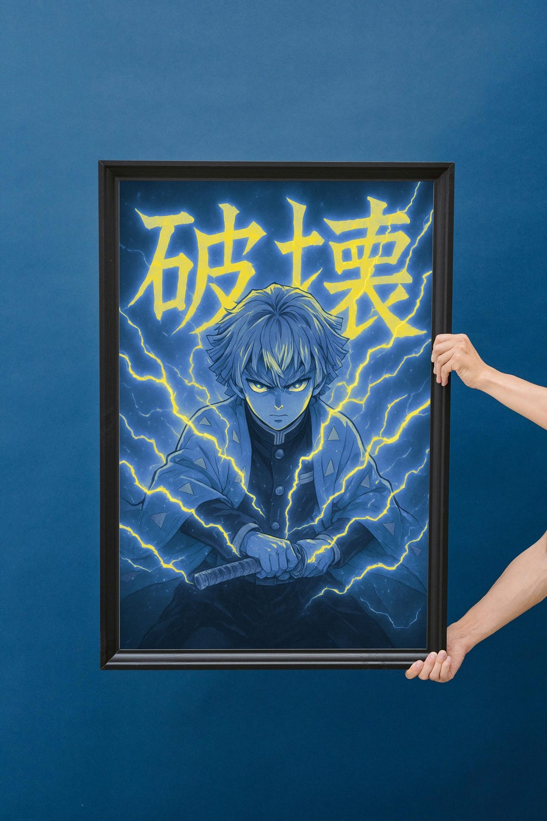 Demon Slayer Zenitsu Wall Poster | Thunder Breathing Lightning Artwork ...