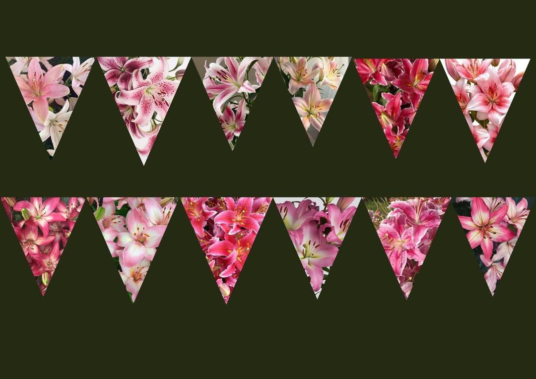 Printable Lily Flower Flags - 12 Digital Banner Designs for Your Wall ...