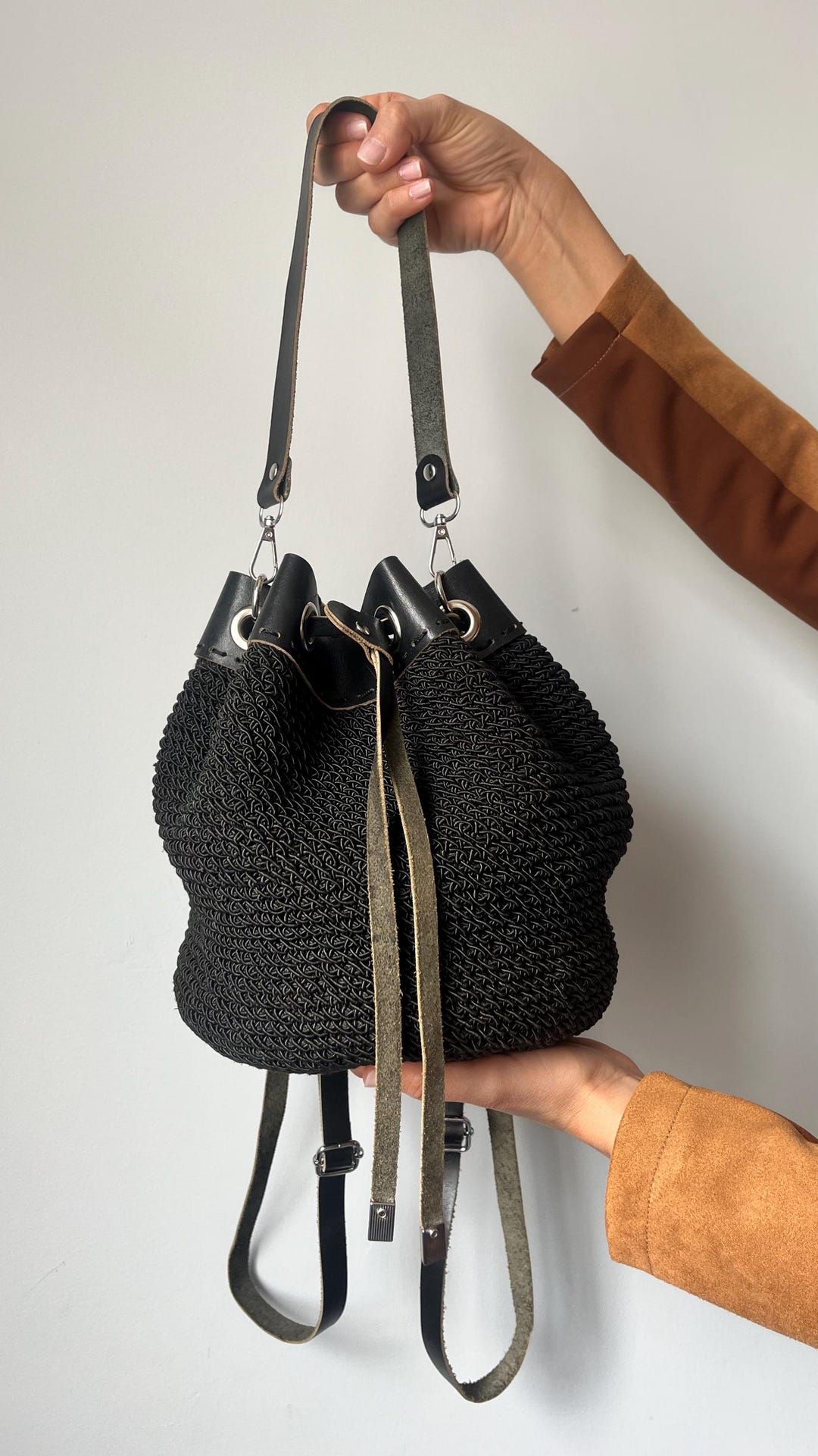 Handmade Black Paper Yarn Tote Bag - Etsy