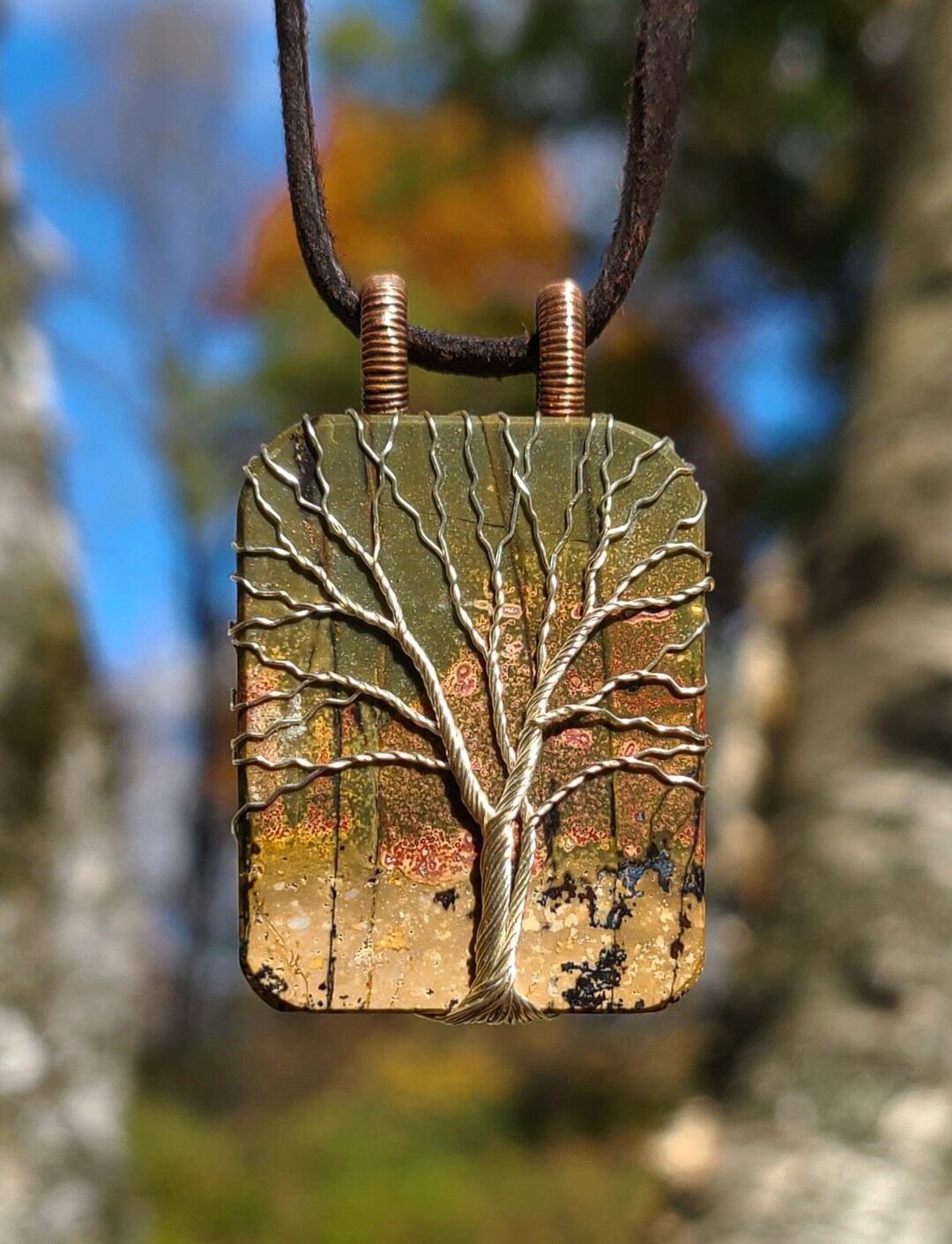 Sterling Silver, Tree of Life, Cherry Creek Jasper, Copper, Pendant ...