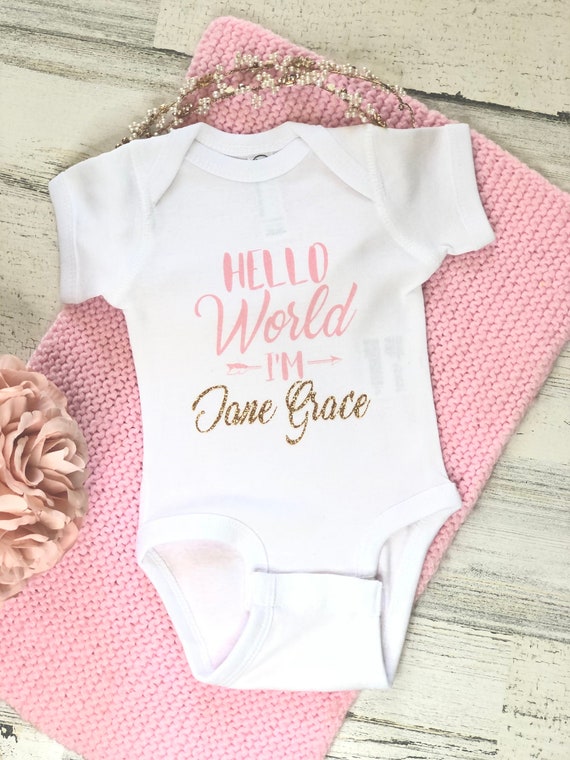 HELLO World I'm Personalized Baby Bodysuit | Etsy
