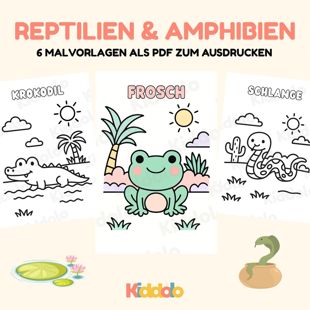 Reptiles and Amphibians Coloring Pages for Kids - Toddler Coloring ...