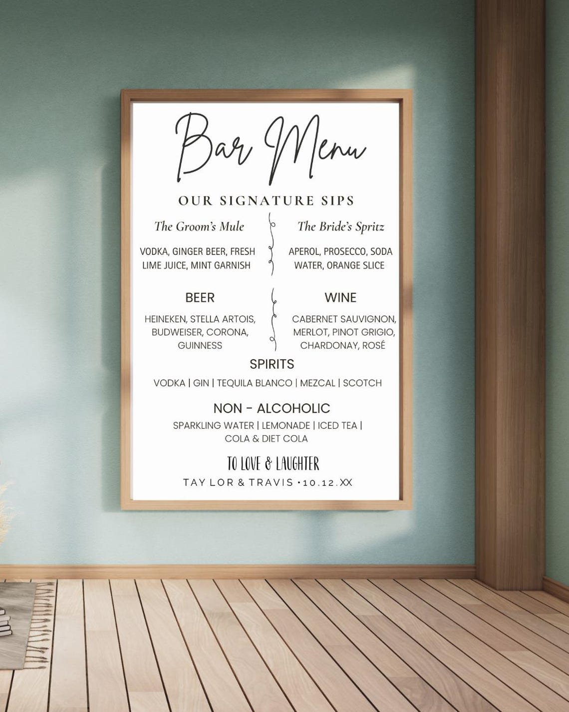 Editable Wedding Bar Menu Template: Signature Drinks Sign (digital ...