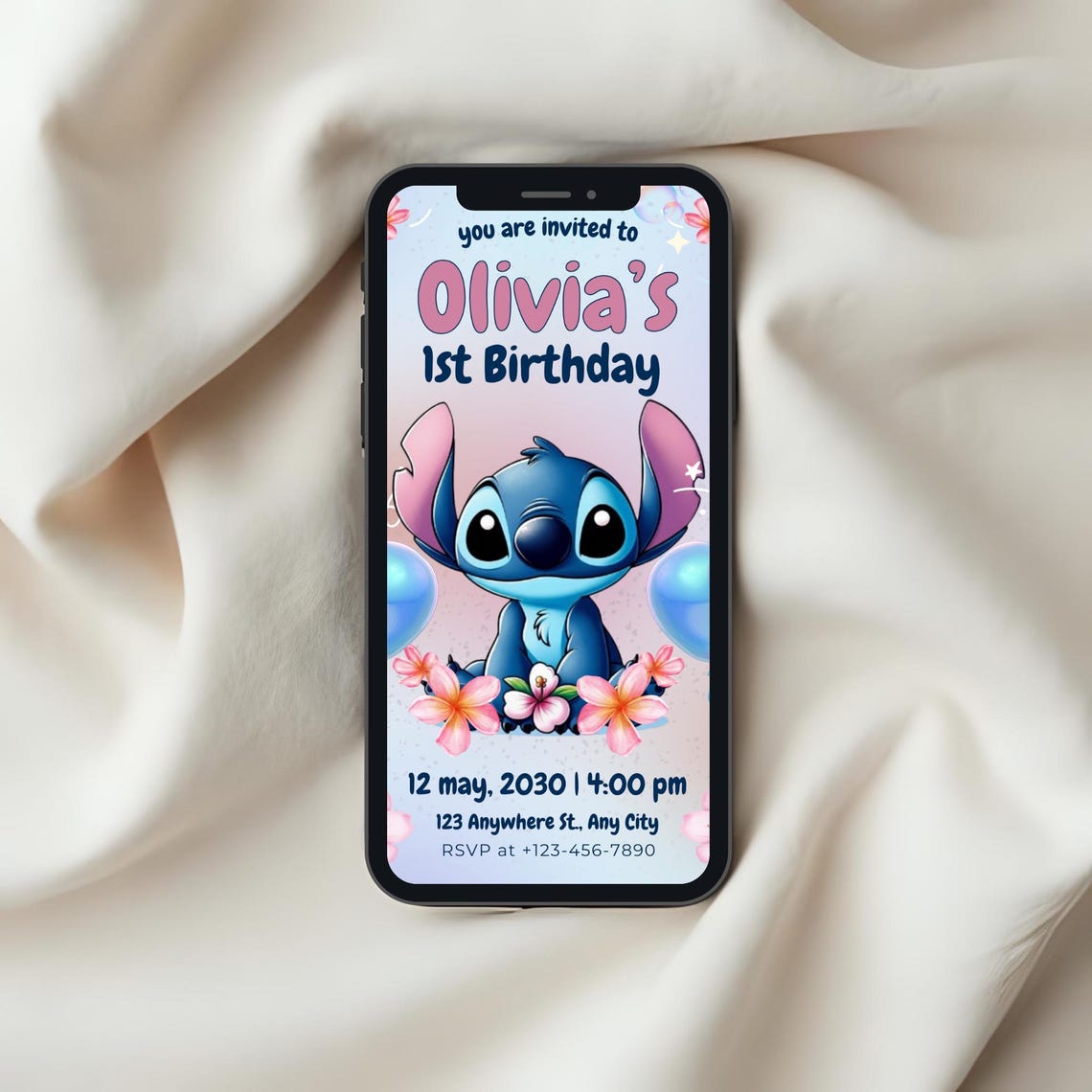 Stitch Birthday Invitation Template: Editable Canva Party Invite (5x7 ...