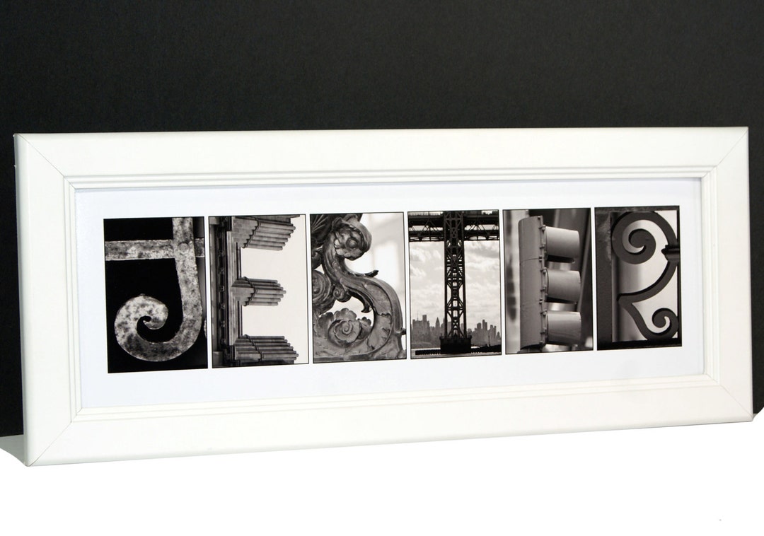 Framed Letter Art Name With Architecture From Original Alphabet ...