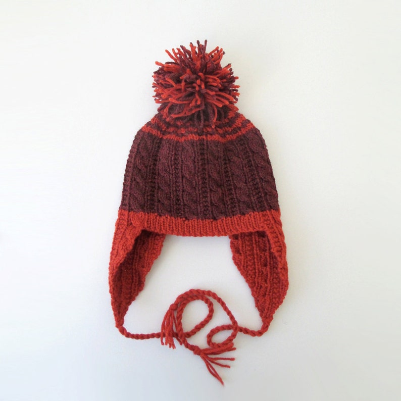 Knit Hat Pattern // Gingerbread Icing Ear Flap Hat // Pattern - Etsy