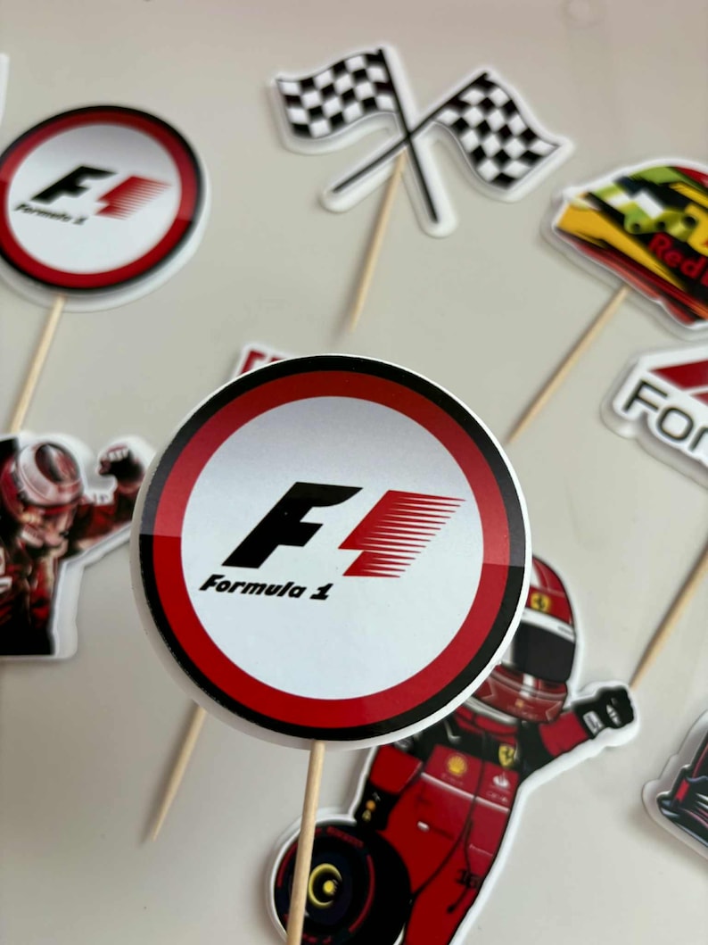 Personalized Formula 1 Cupcake Toppers | Racing Car Party Decorations ...
