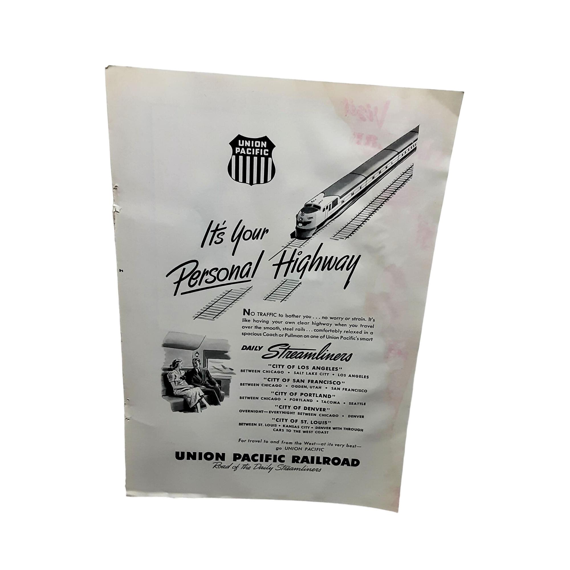 1948 Union Pacific Railroad Daily Streamliners Original Print Ad 40s - Etsy