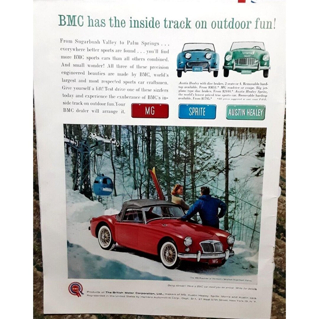 British Motors MG Sprite Austin Healey 1961 Original Print Ad Vintage ...