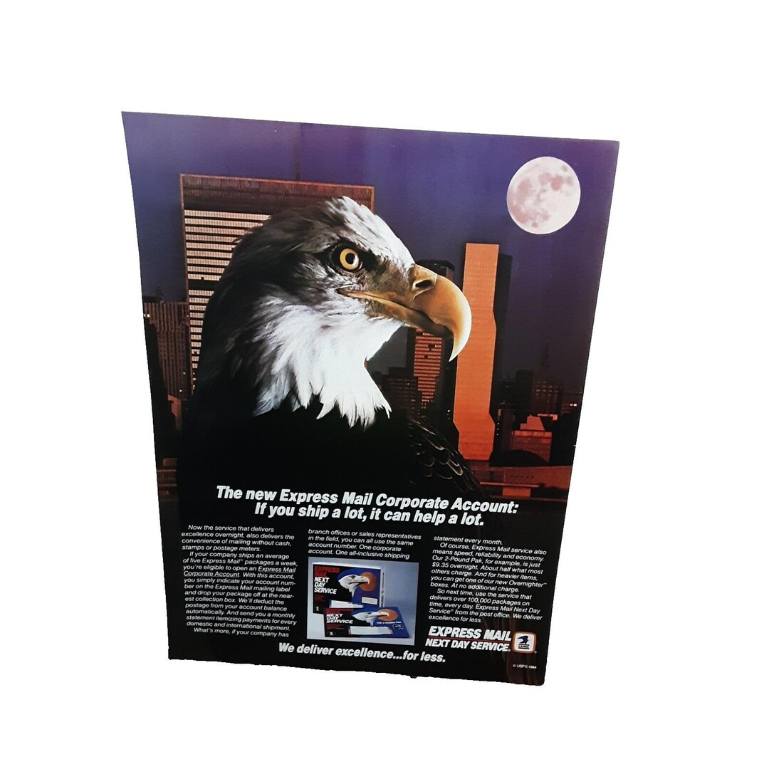 1984 USPS Express Mail Bald Eagle Us Postal Service Original Print Ad - Etsy