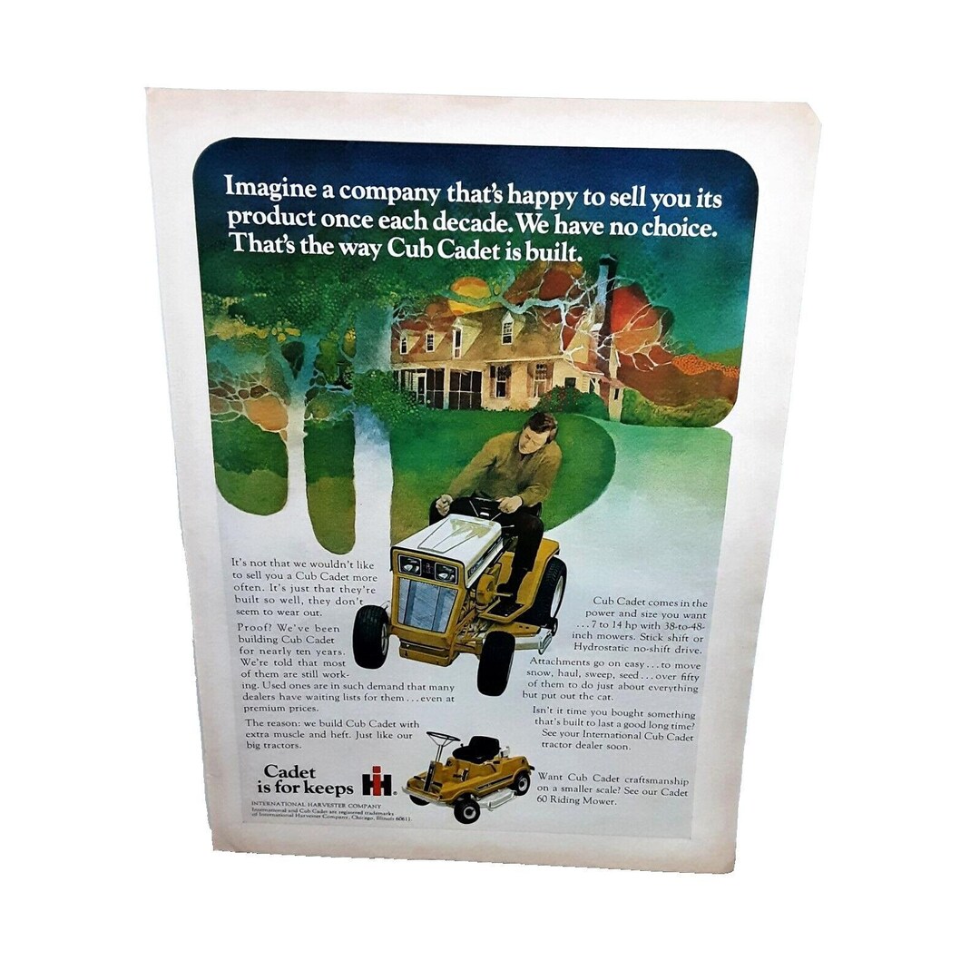 1971 Cub Cadet Lawn Tracter Mower Original Print Ad - Etsy