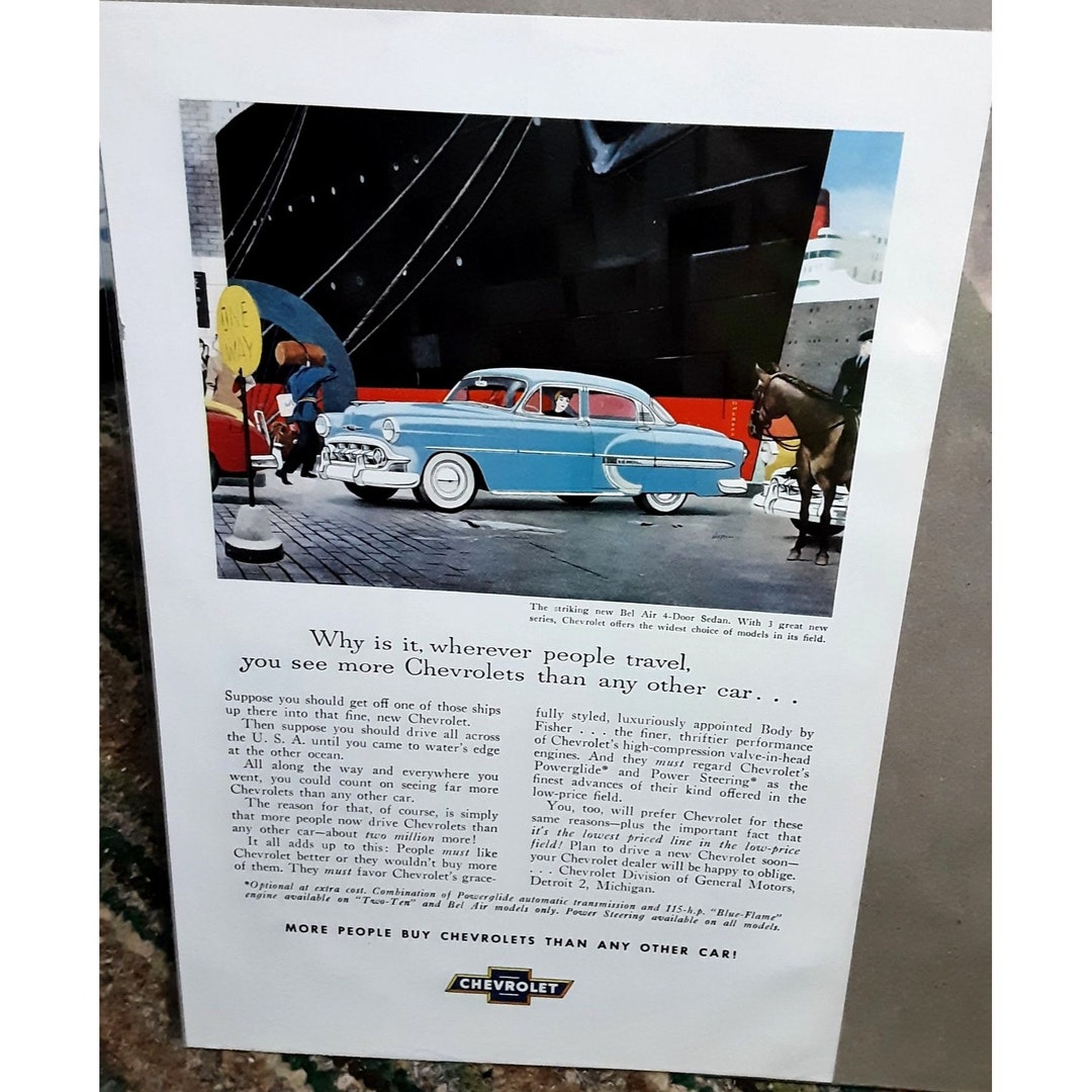 1953 Chevy Bel Air 4 Door Sedan Chevrolet Print Ad Vintage 50s - Etsy